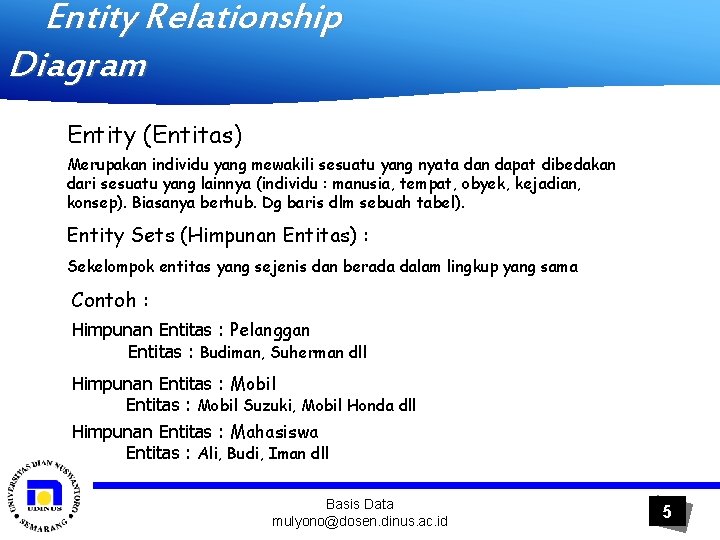Basis Data Bab V Entity Relationship Diagram Presented