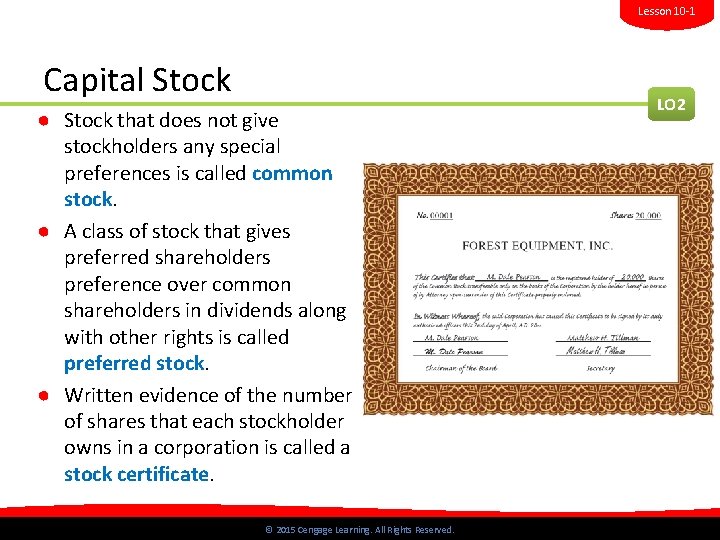 LESSON Learning Objectives 101 Starting a Corporation LO