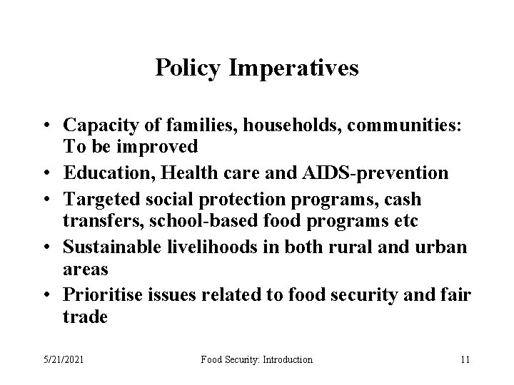 Food Nutrition Security M H Suryanarayana Indira Gandhi