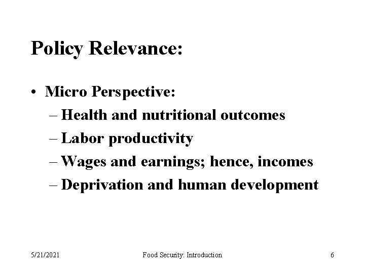 Food Nutrition Security M H Suryanarayana Indira Gandhi