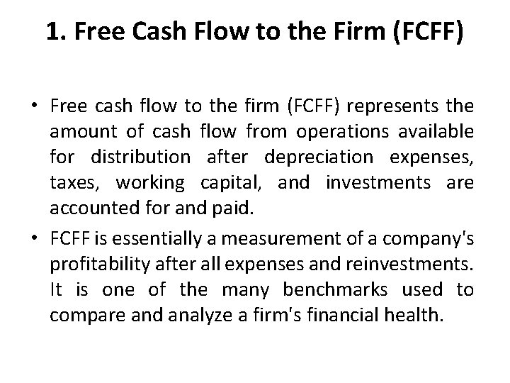 Free Cash Flow to Firm FCFF and Free
