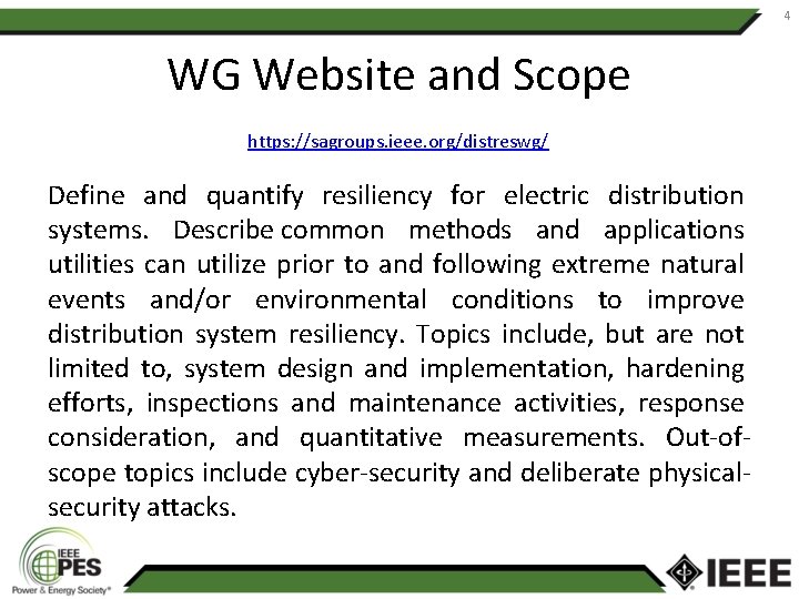 1 Welcome to the IEEE PES Distribution Resiliency