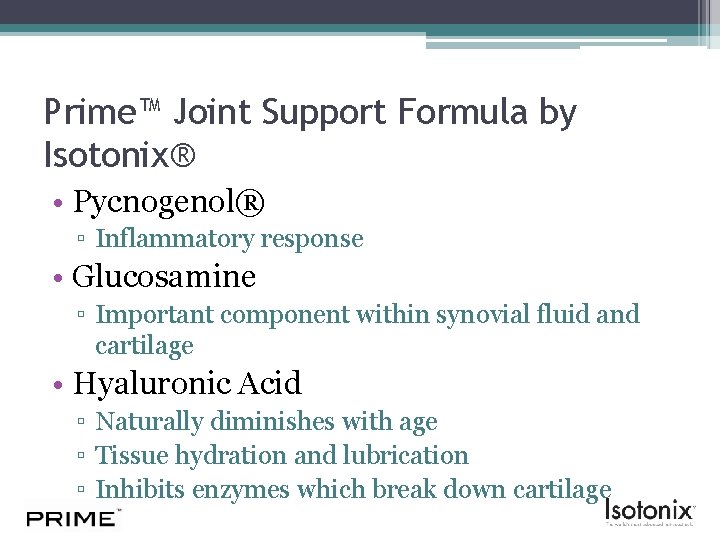 Prime Joint Support Formula by Isotonix Market America