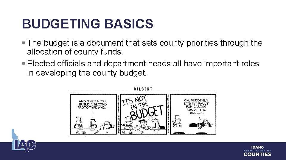 ROLES AND RESPONSIBILITIES OF COUNTY OFFICIALS BUDGETING BASICS