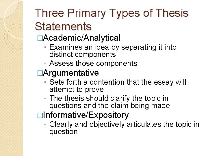 Chapter 2 The Basic Essay What is a