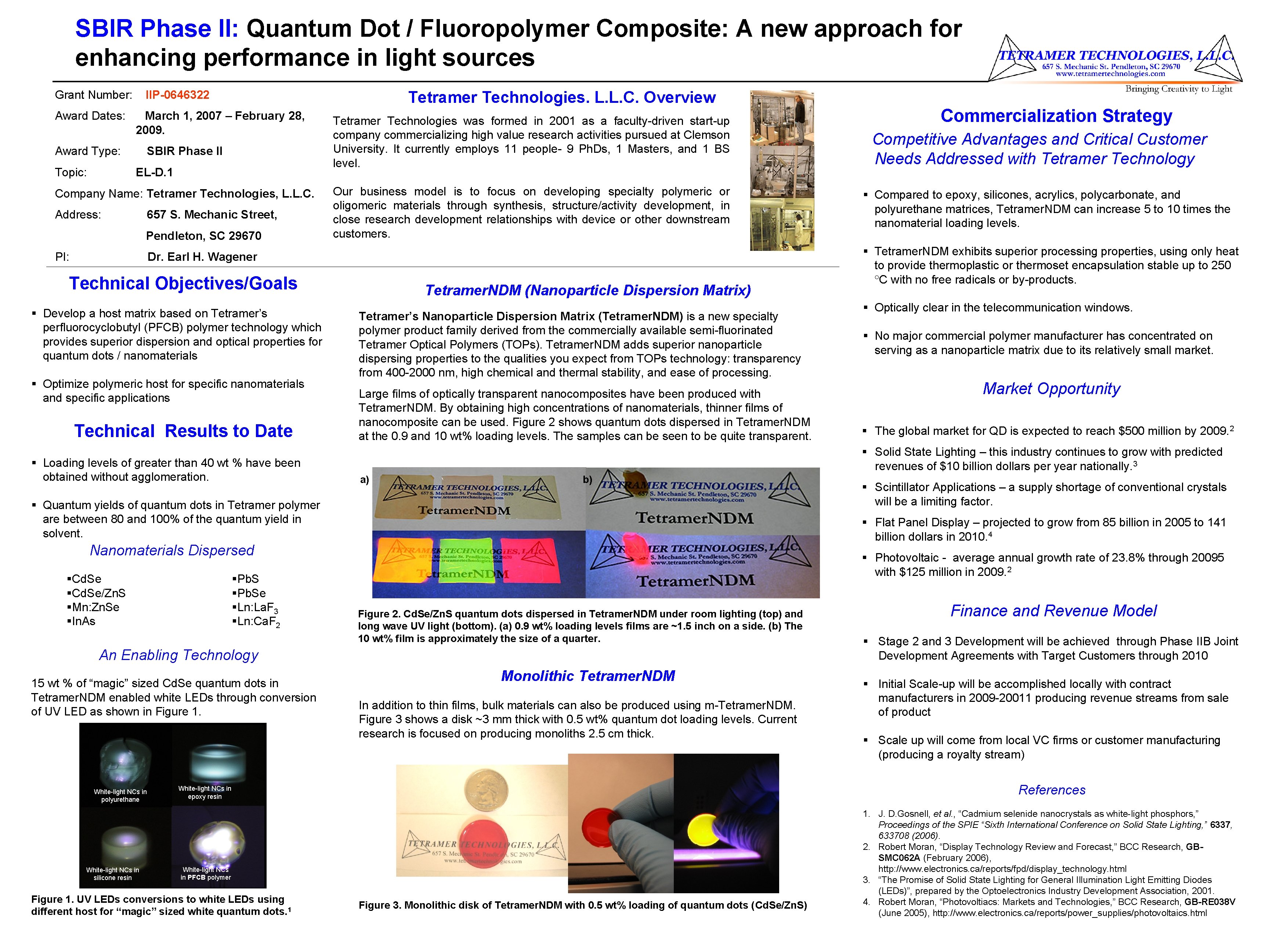 SBIR Phase II Quantum Dot Fluoropolymer Composite A