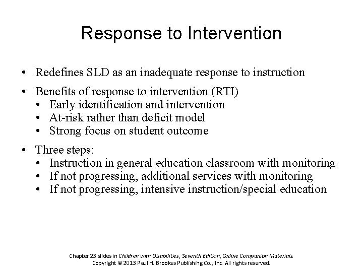 Chapter 23 Specific Learning Disabilities Chapter 23 slides