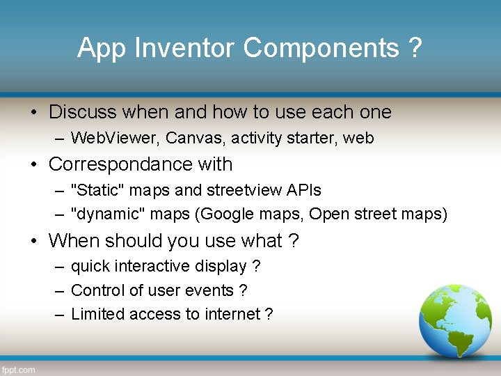 Mapping with App Inventor Mobile CSP 072016 introduction