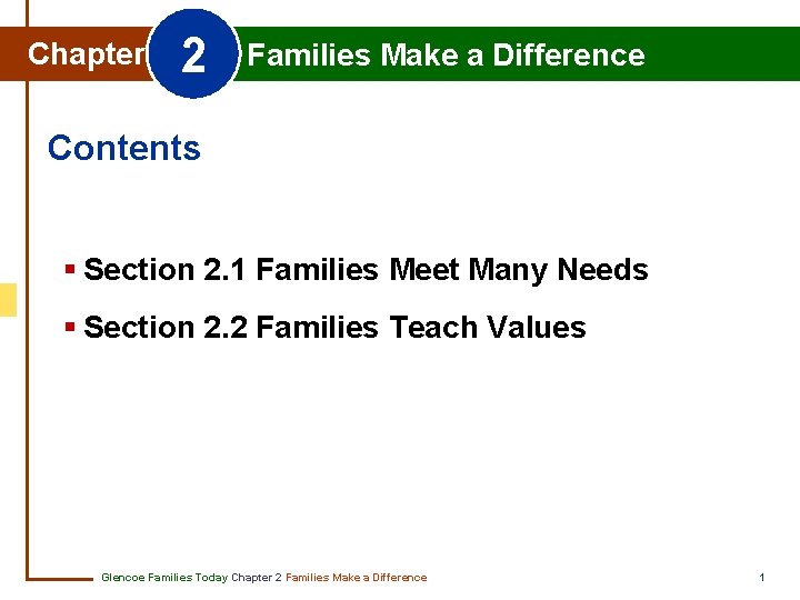 2 Chapter 2 Families Make a Difference Chapter
