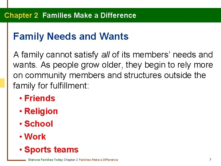 2 Chapter 2 Families Make a Difference Chapter