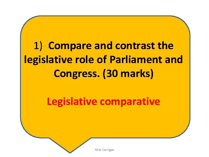 1 Compare and contrast the legislative role of