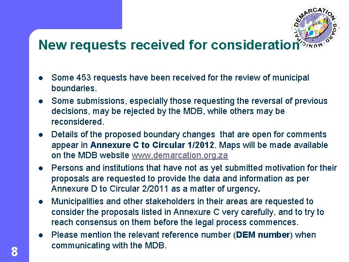 Municipal Demarcation Board Redetermination of municipal boundaries ...