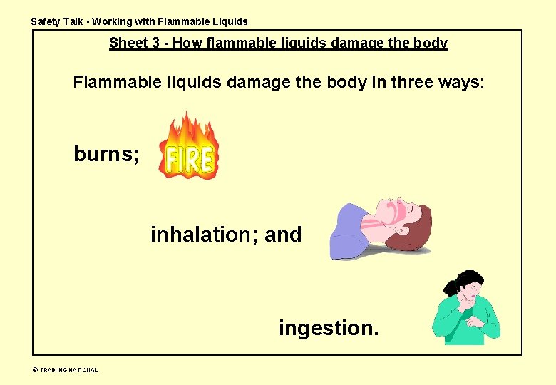 Safety Talk Working with Flammable Liquids Sheet 1