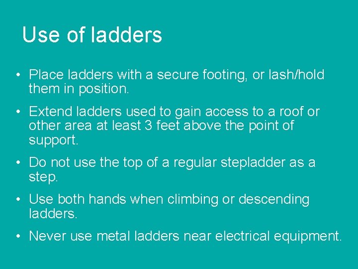 Preventing slips trips and falls Objectives List the