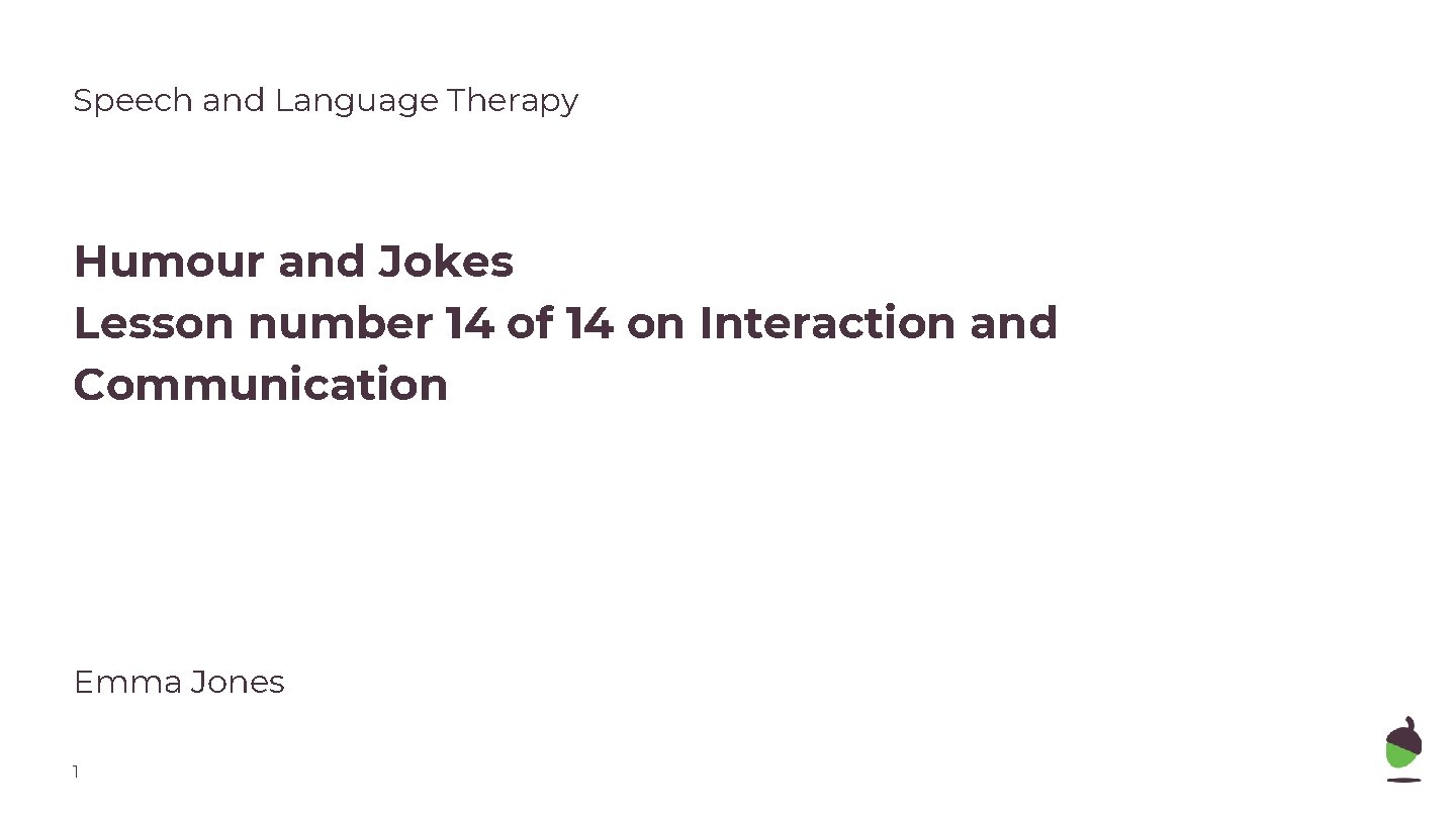 Speech and Language Therapy Humour and Jokes Lesson