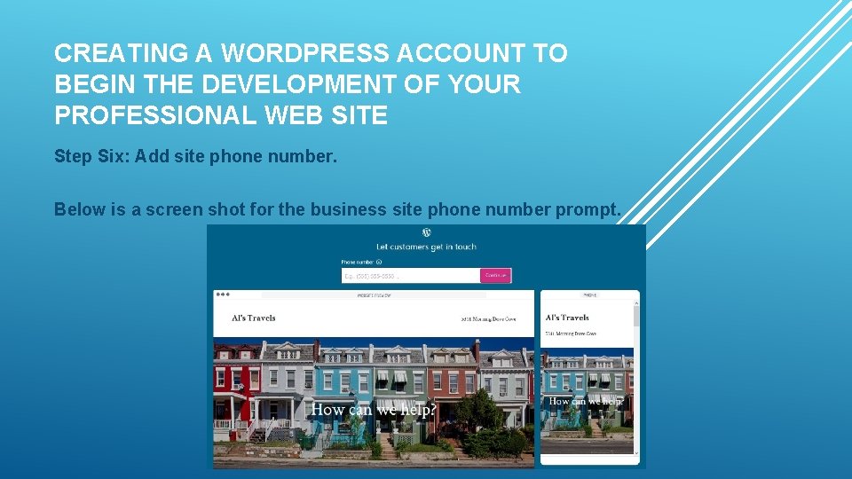 CREATING A WORDPRESS ACCOUNT TO BEGIN THE DEVELOPMENT