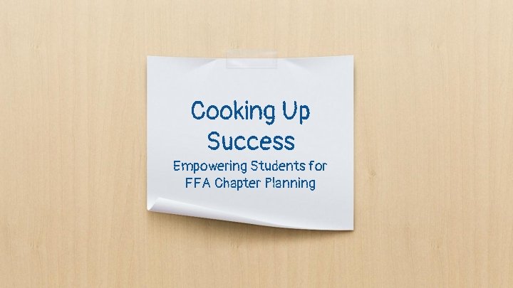 Cooking Up Success Empowering Students for FFA Chapter