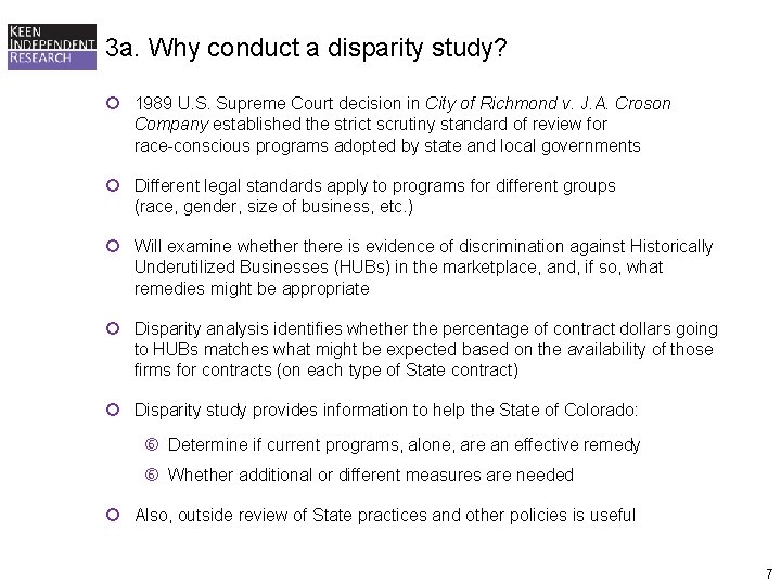 2020 State of Colorado Disparity Study Presented by