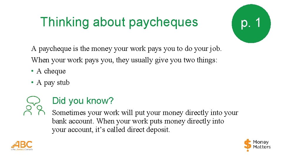 Workbook 5 Understanding your paycheque Welcome to Money