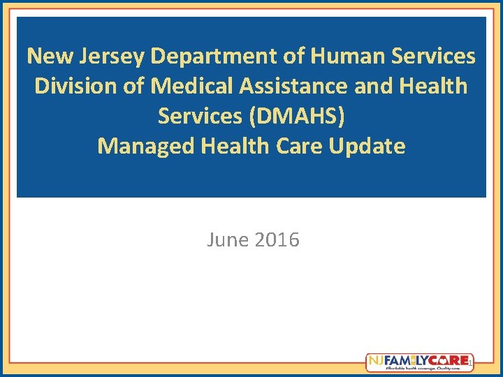 New Jersey Department of Human Services Division of
