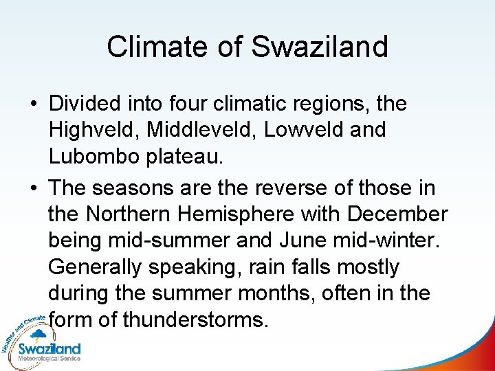 Swaziland Presentation Mahe 4 th 8 th May