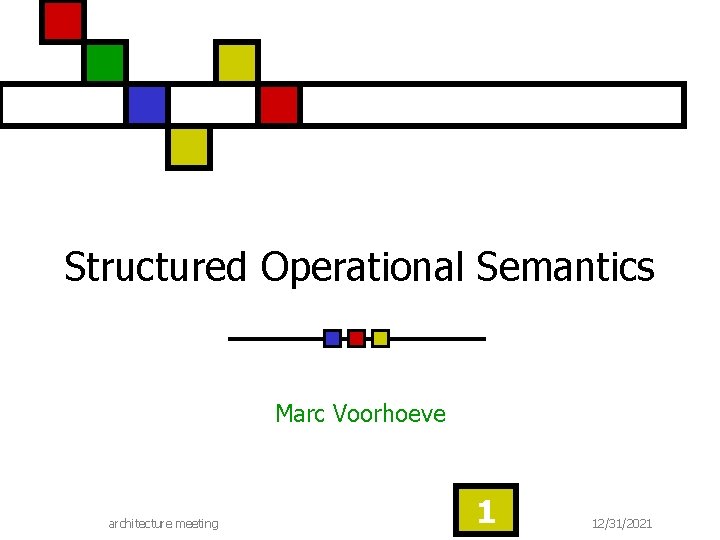 Structured Operational Semantics Marc Voorhoeve architecture meeting 1