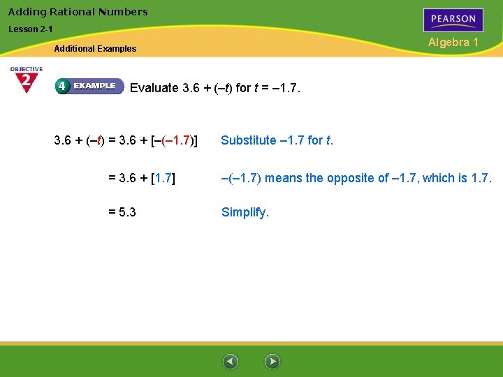 Adding Rational Numbers Lesson 2 1 Algebra 1