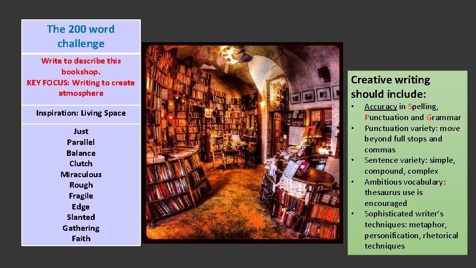 EDUQAS Poetry Anthology Creative Task Bank 200 word