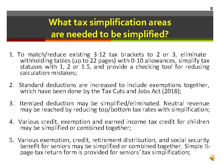 Tax Simplification for Fair and Simple Tax Rate