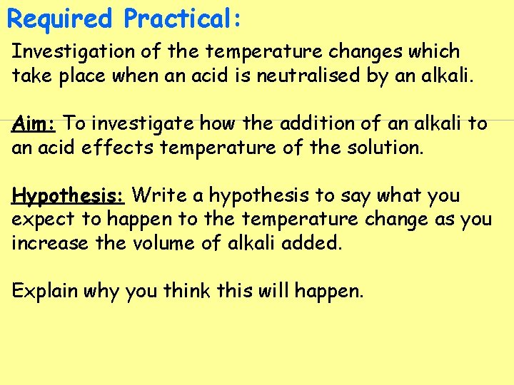 Exothermic and Endothermic Reactions Required Practical Objectives Grade
