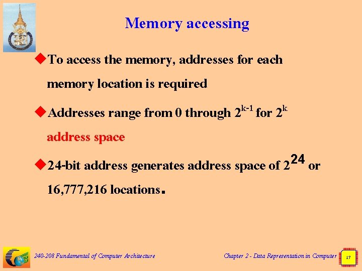 240 208 Fundamental of Computer Architecture November 01