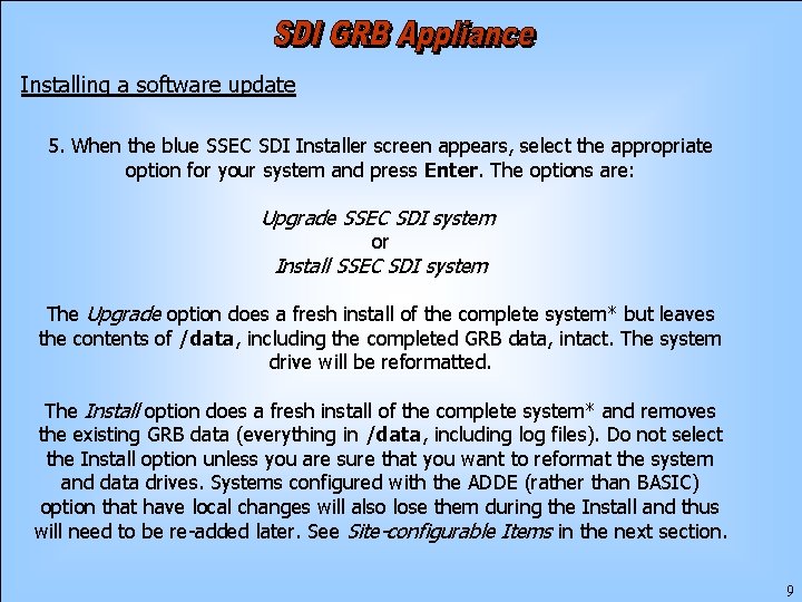 SDI GRB Appliance Training 0 Introduction The SDI