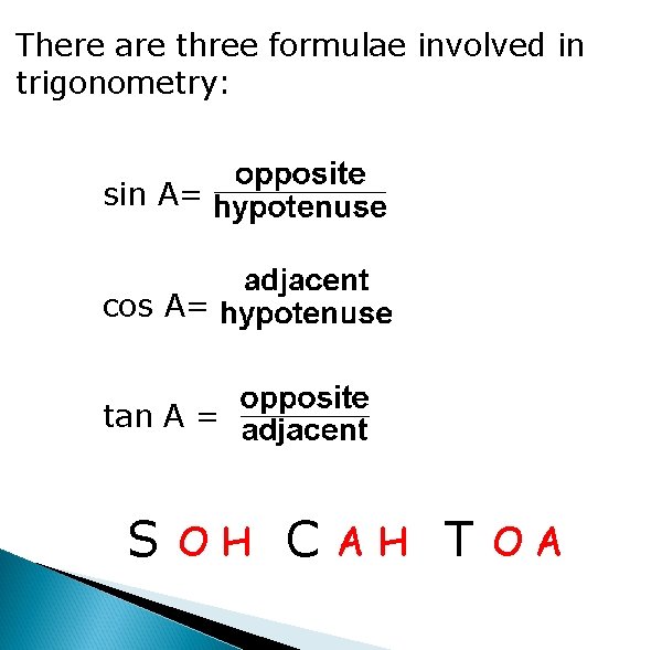 Trigonometry Learning Objective To be able to describe