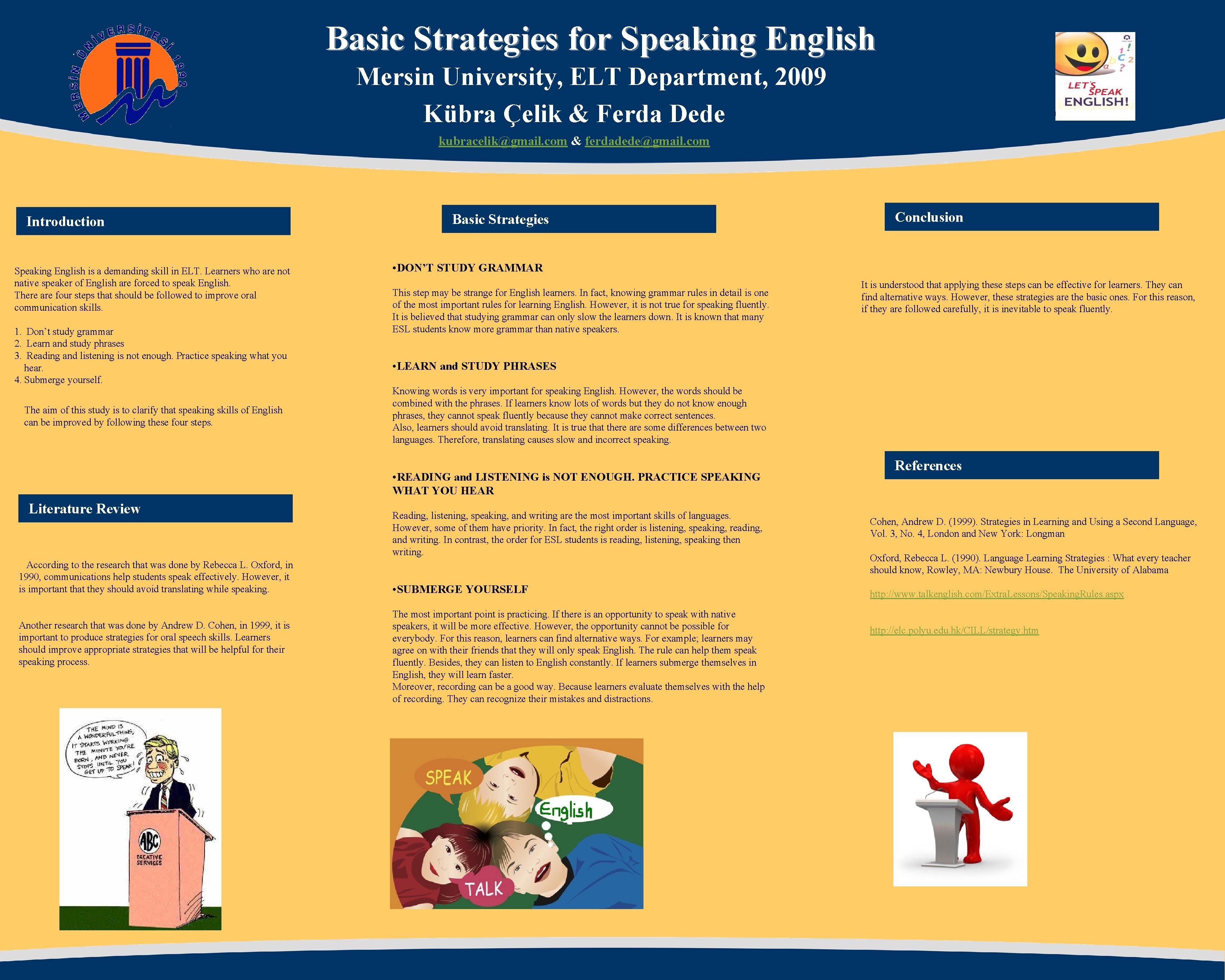 Basic Strategies for Speaking English Mersin University ELT