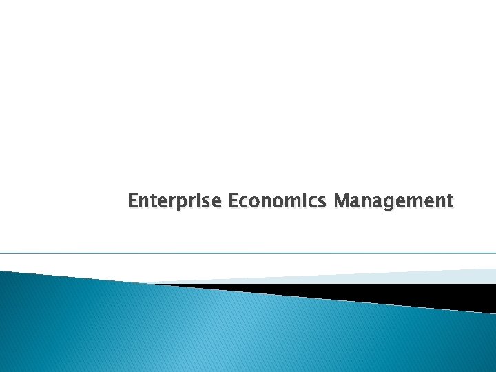 Enterprise Economics Lecture 10 Enterprise Economics Management Financial