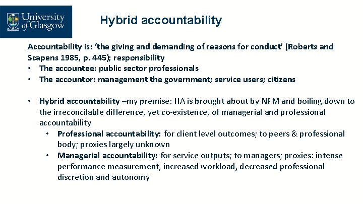 Hybrid accountability a multidimensional instrument Adina Dudau University