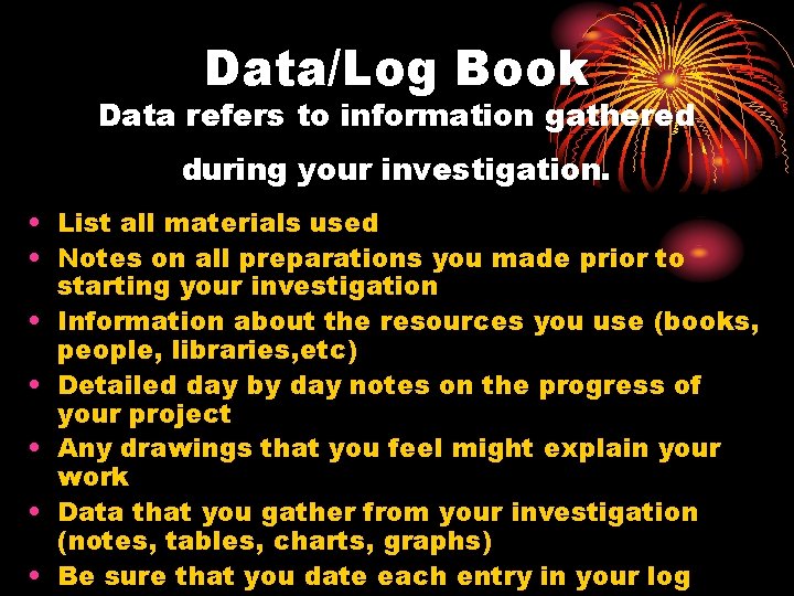 Science Fair Projects Part 2 DataLog Book Data