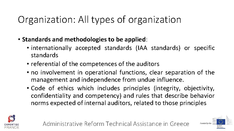 Recommendations for defining the field and functions of