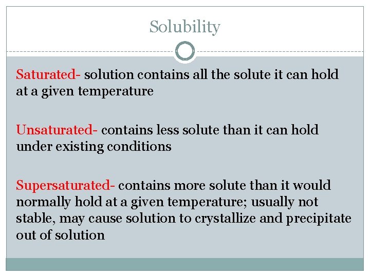 Solubility Curves SCH 3 U Learning Goals By