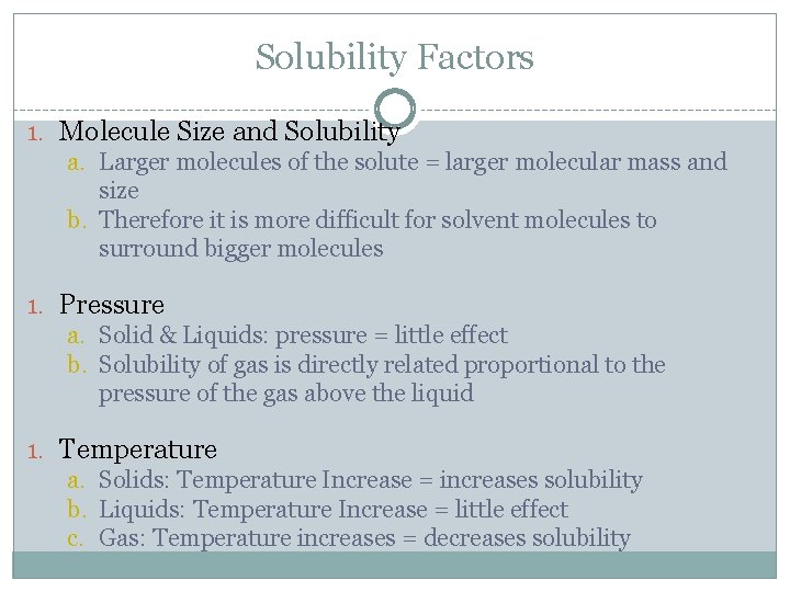 Solubility Curves SCH 3 U Learning Goals By