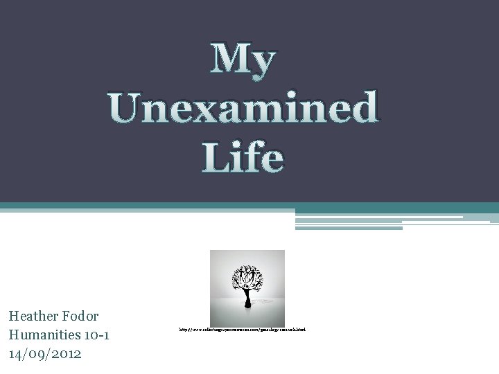 My Unexamined Life Heather Fodor Humanities 10 1