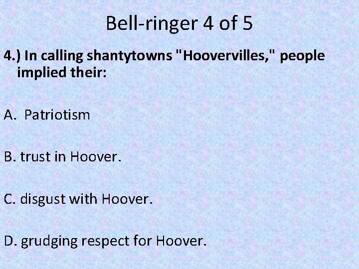 Bellringer 1 of 5 1 Roosevelts advice to