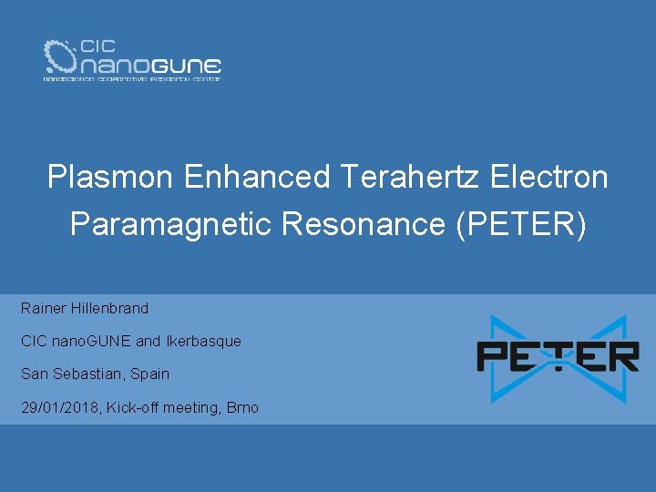 Plasmon Enhanced Terahertz Electron Paramagnetic Resonance PETER Rainer