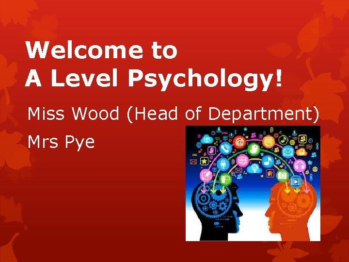 Welcome to A Level Psychology Miss Wood Head