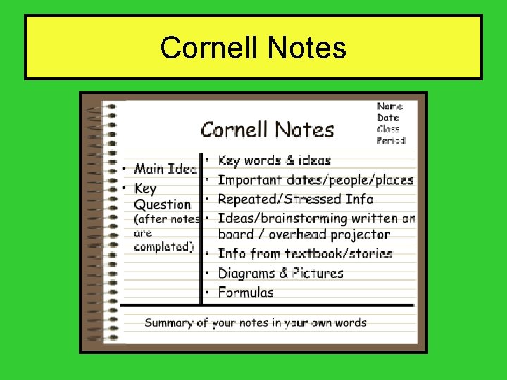 Cornell Notes The 6 Steps of the Scientific