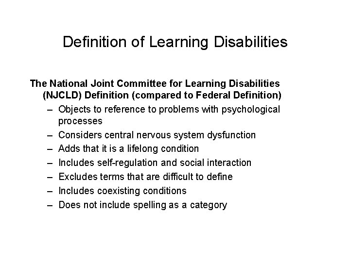 Learners with Learning Disabilities Chapter 6 Topics Definition