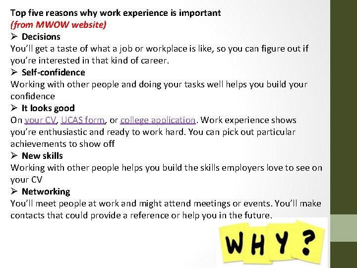 S 3 Work Experience Week Assembly 8 January