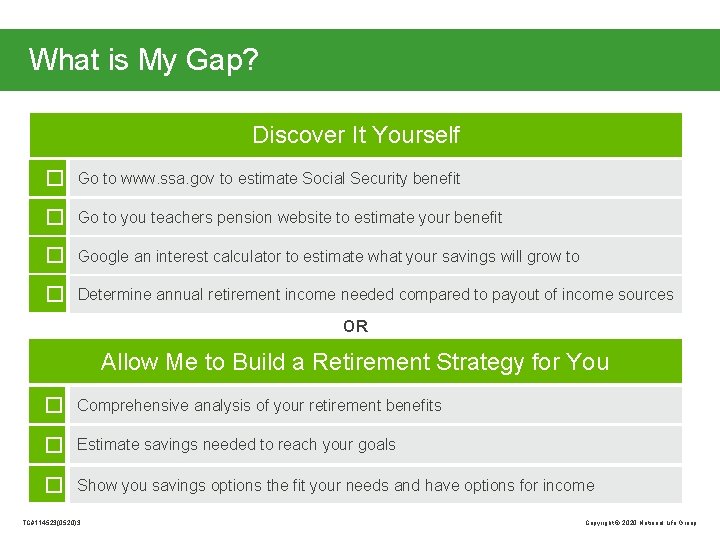 Bridging the Retirement Gap Products issued by National