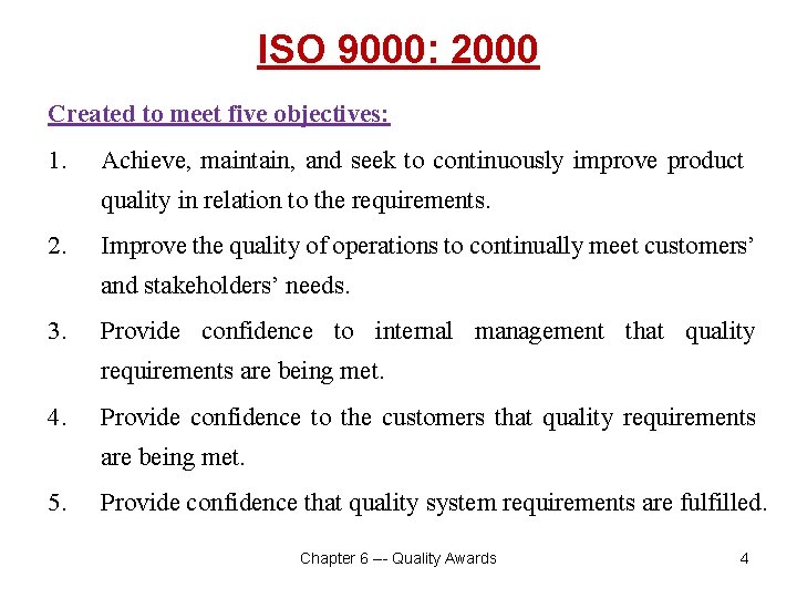 Quality Management Awards and Framework Chapter 6 Prepared