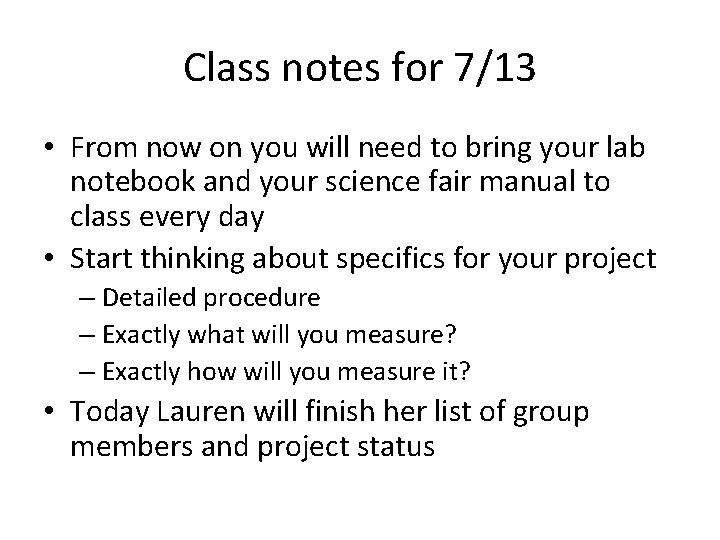 Class notes for 713 From now on you